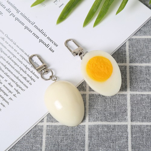 Cute PVC Boiled Egg Keychain Delicious Food Bag Backpack Pendant Car ...