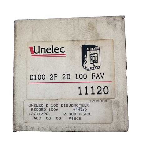 GE UNELEC 11120 D100 2P 2D 100 FAV Circuit Breaker RECORD 100A x1pc | eBay