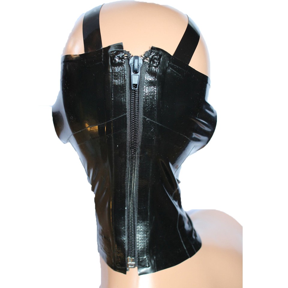 Unisex Black Latex Mask Personality Facekini Party Rubber Catsuit ...