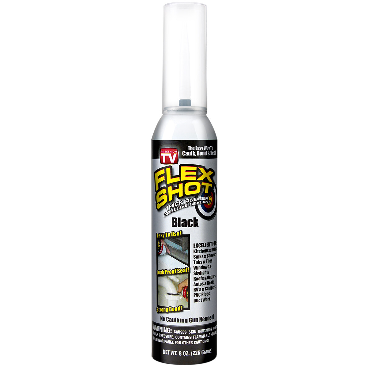 Flex Shot Rubber Adhesive Sealant Caulk, 8-oz, Black 855647003378| eBay