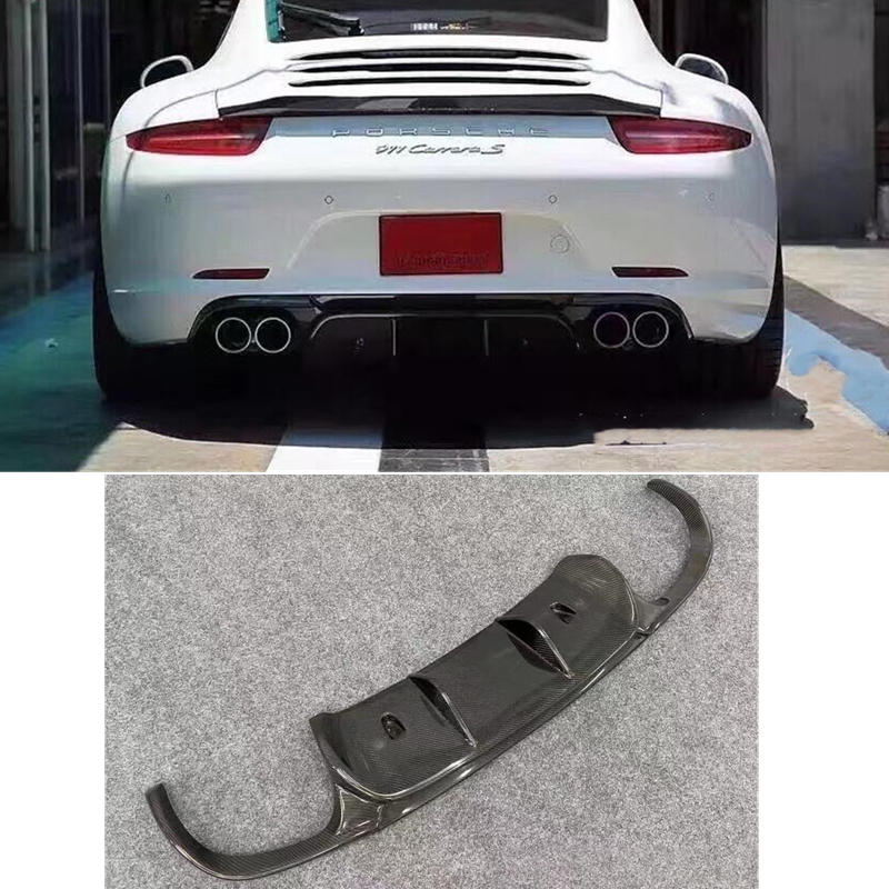 1Pcs Carbon Fiber Rear Bumper Lip Diffuser Body Kit For 12-15 Porsche ...