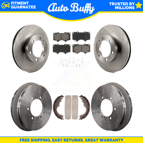 [Front+Rear] Disc Brake Rotors Ceramic Pads And Drum Kit For Toyota ...