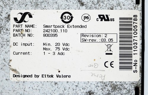 ELTEK SMARTPACK EXTENDED CONTROLLER P/N 242100.110 DESIGNED BY ELTEK ...