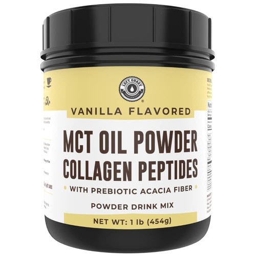 Keto MCT Oil Powder + Collagen + Prebiotic Acacia Fiber Vanilla Flavor ...