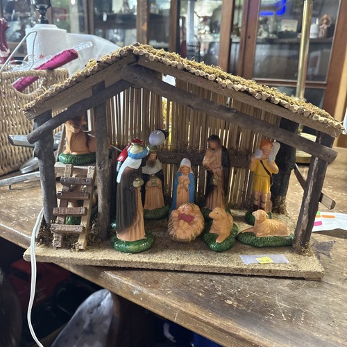 Christmas Ceramic Nativity Baby Jesus Mary Stable Vintage Set 12 | eBay