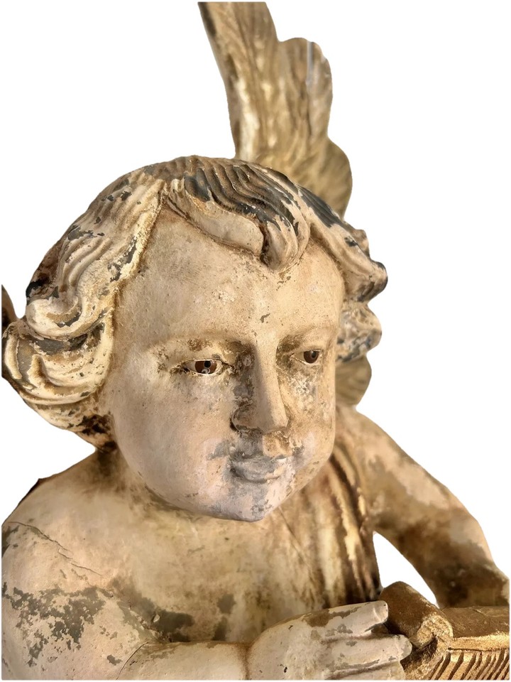 Antique Vintage wood Carved Cherub Angel Santos from Church 24” | eBay