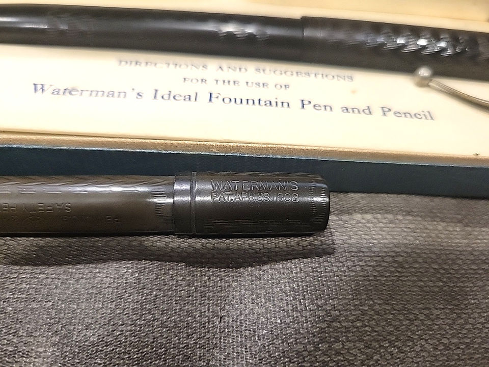 1920s WATERMAN USA Ideal Model 52 Black Ripple Fountain Pen Safety Pen ...