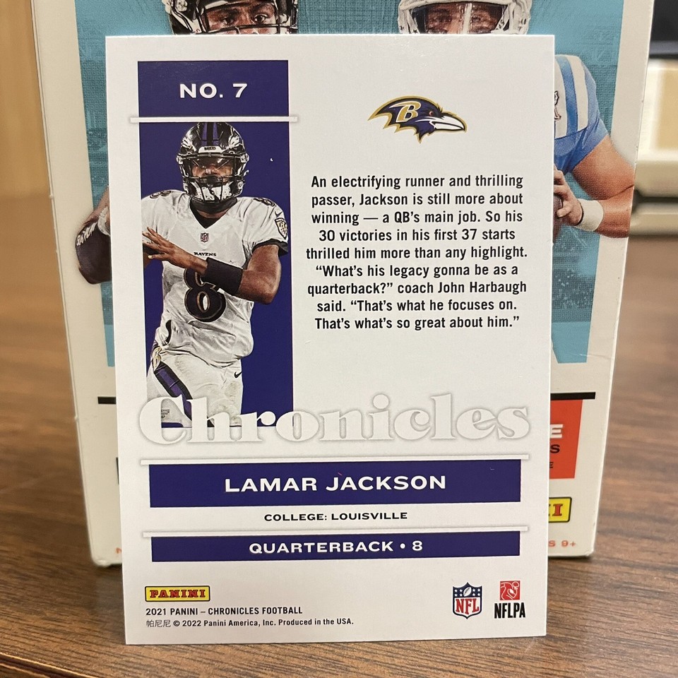 2021 Panini Chronicles Lamar Jackson Card #7 Baltimore Ravens ...