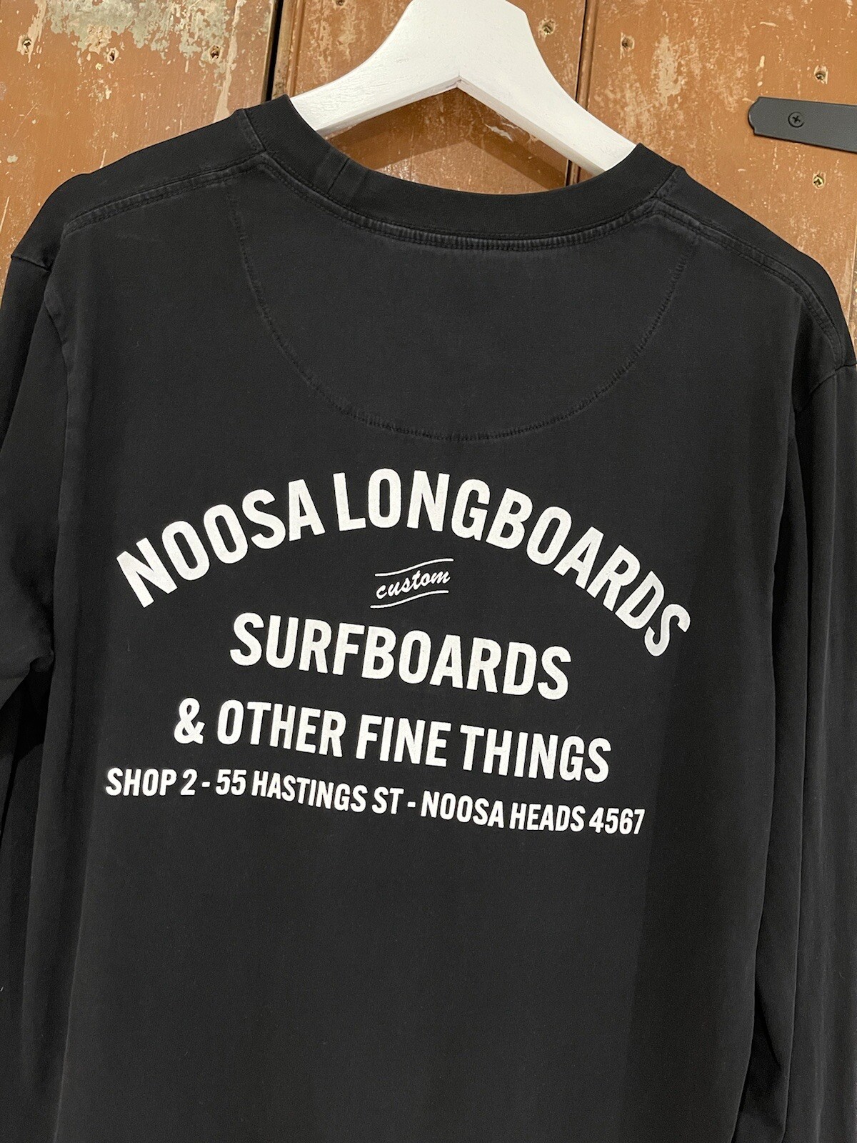 Noosa Longboards T-Shirt Long Sleeve Black Cotton Logo Crew Neck Men's ...