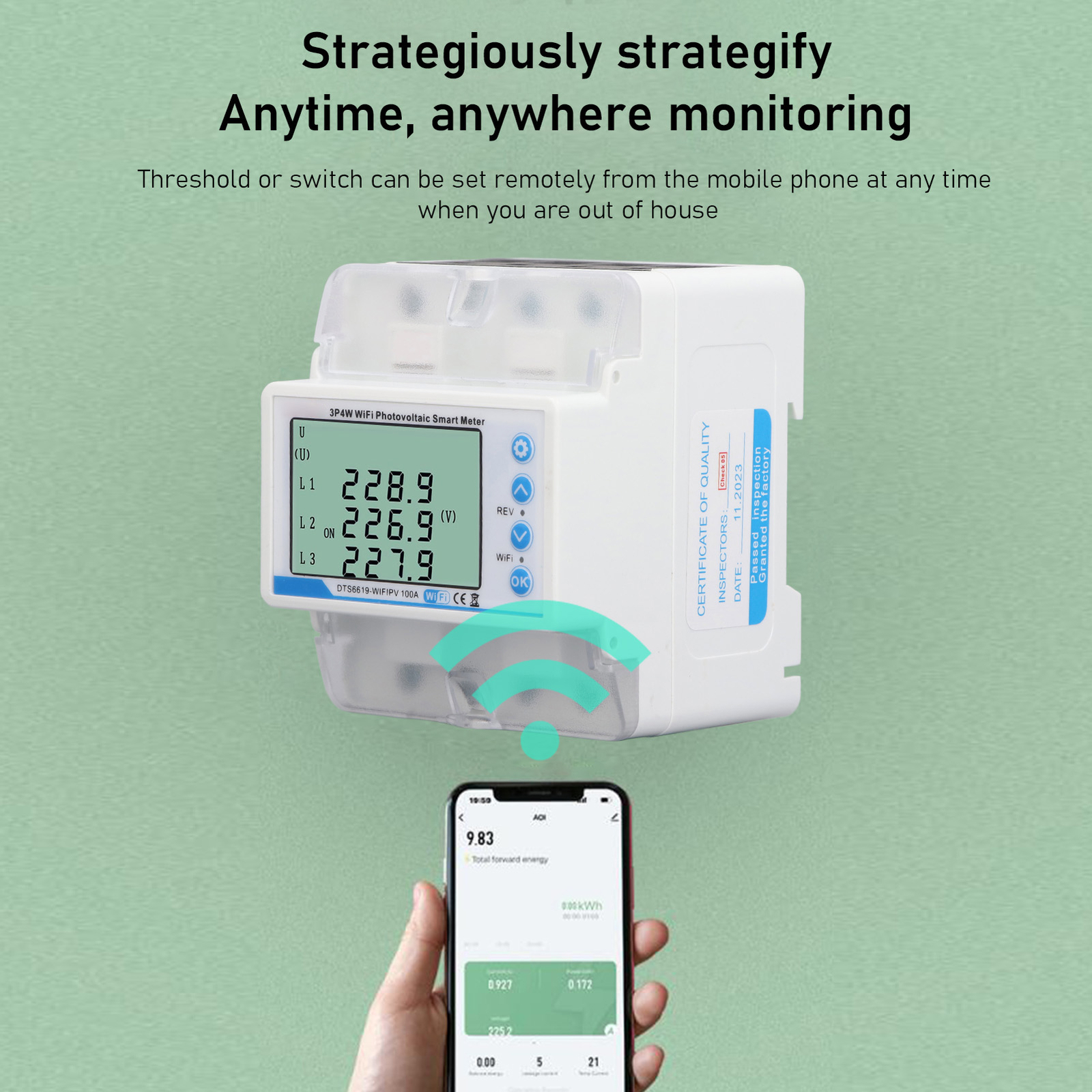 3 Phase Din Rail WiFi Smart Energy Meter 60300V 100A Home Energy ...