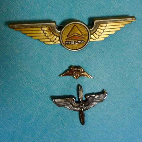 Lot of 3 - Jr. DELTA AIR PILOT WINGS PIN back pin & WWII Army Air Corps ...