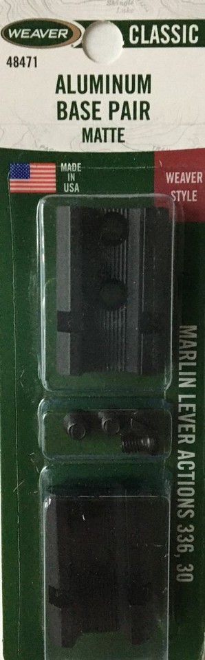 Weaver 48471 Matte Black Aluminum Top Mount Rifle Scope Base For Marlin ...