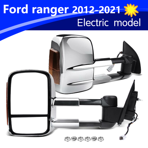 Electric Chrome Extendable Towing Mirror Ford Ranger PX Everest w ...