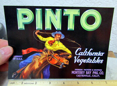 Vintage Original Label, 1950s Pinto California Vegetables crate Label ...