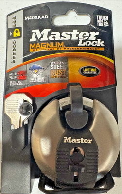 MASTER LOCK MAGNUM Model M40XKAD Padlock w/ Key Stainless Steel Level 7 ...