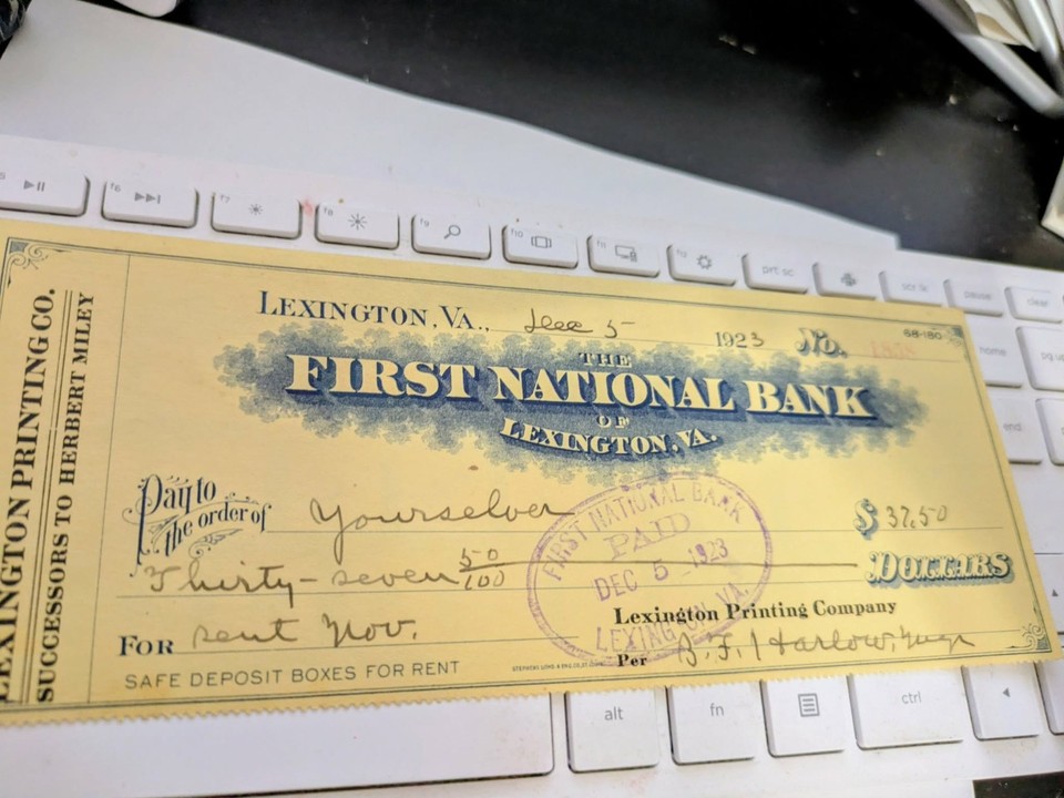 LEXINGTON VIRGINIA FIRST NATIONAL BANK CHECKS ALL 1923=7 IN ALL | eBay