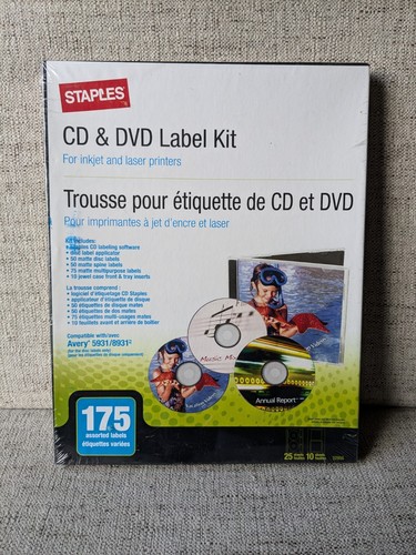 STAPLES CD DVD Kit 32956 | 175 Assorted Labels | Inkjet Laser Printer ...