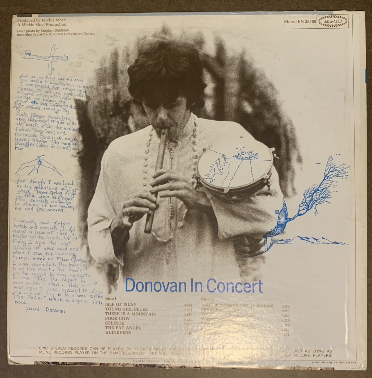 Donovan in Concert Vinyl LP Record Live 1968 Epic BN 26386 | eBay