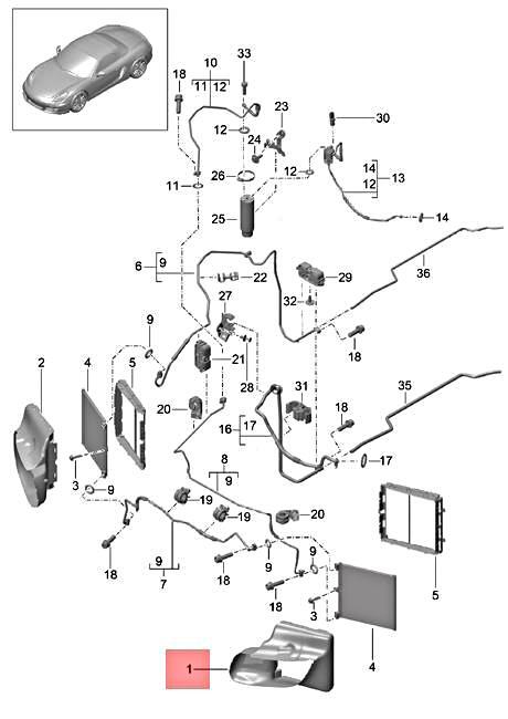 Genuine PORSCHE Boxster Cayman 981 981C Air Guide Left Black ...