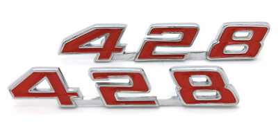 NEW 428 Hood Emblem Set Red & Chrome Trim / For 1967-1969 FIREBIRD USA ...