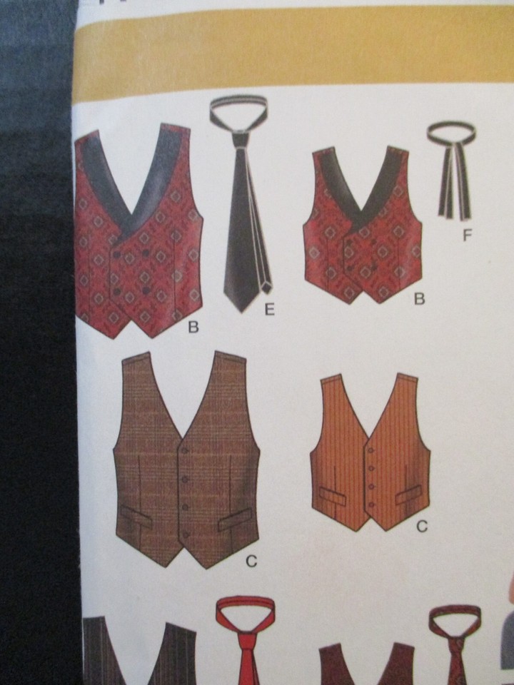 Simplicity Pattern 4762 Size A (S-L/S-XL) Boys & Men Vests & Ties Cut ...