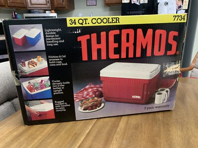 Vintage Thermos Red 34 Quart Cooler Ice Chest with Lid Made in USA ...