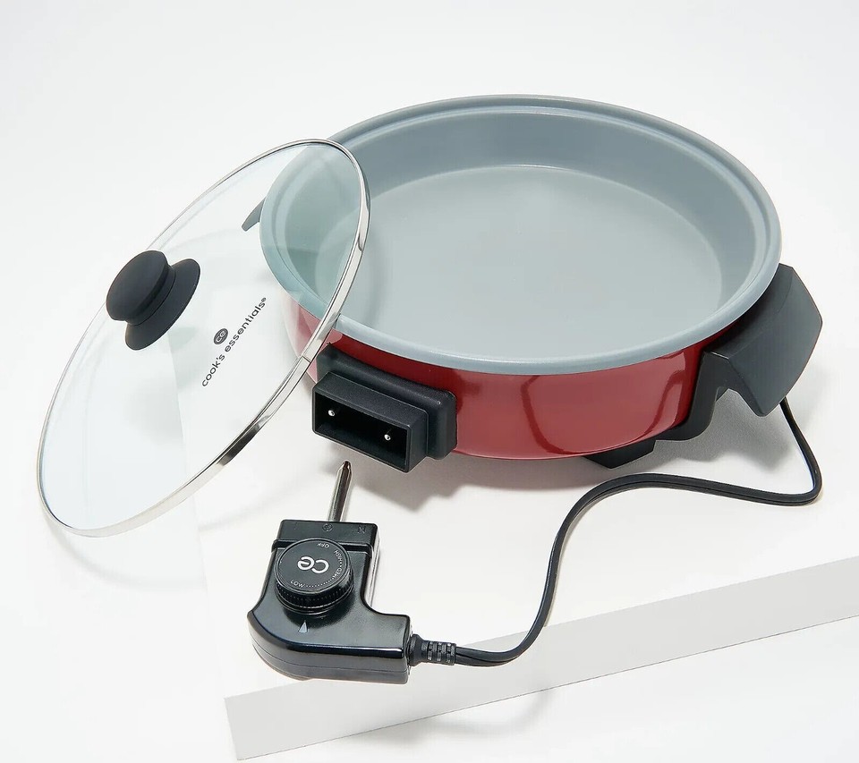 Cook's Essentials K51077: 12" Non-Stick Rapid Electric Skillet with Lid ...