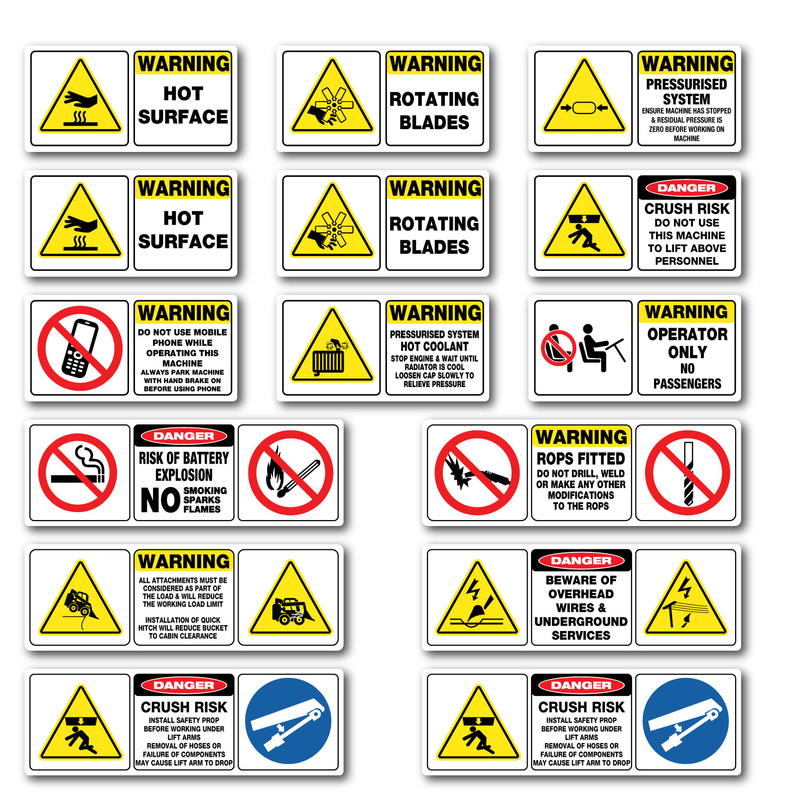 Skid Steer Loader risk assessment safety sticker kit 32 pieces | eBay