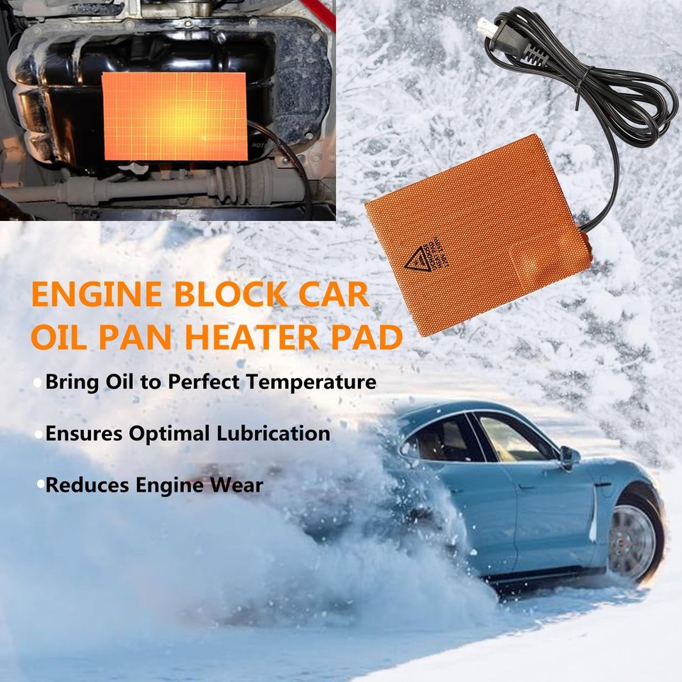 120V Engine Block Heater Pad Oil Pan Heater with Thermostat, 150W ...