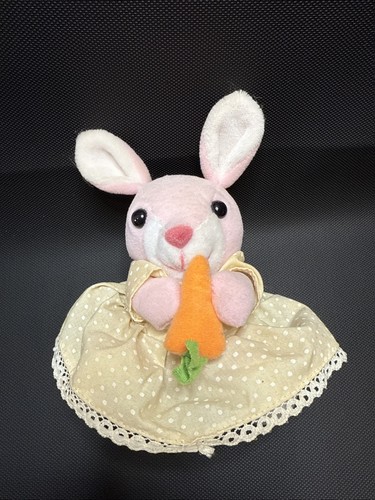 Vintage Pink Bunny Rabbit Cuddle Wit Plush with Carrot Yellow Dress ...