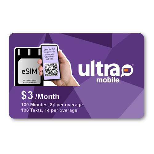 Pre-Activated ** eSIM ** Ultra Mobile PayGo $3/mo. Pay As You Go Talk ...