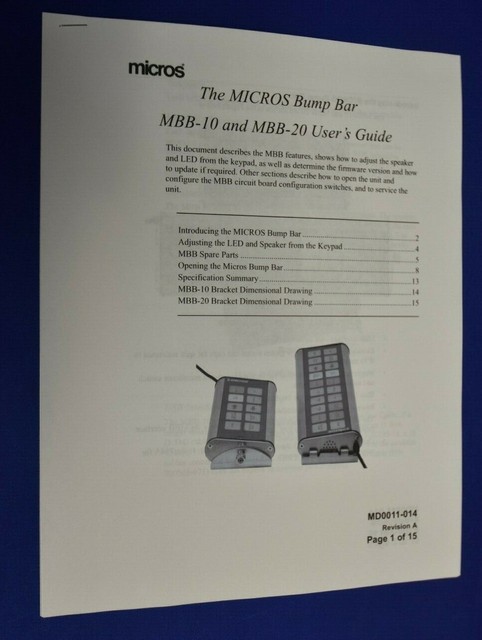 MICROS Mbb-20 Bump Bar Mbb20 USB 700879-116 for sale online | eBay