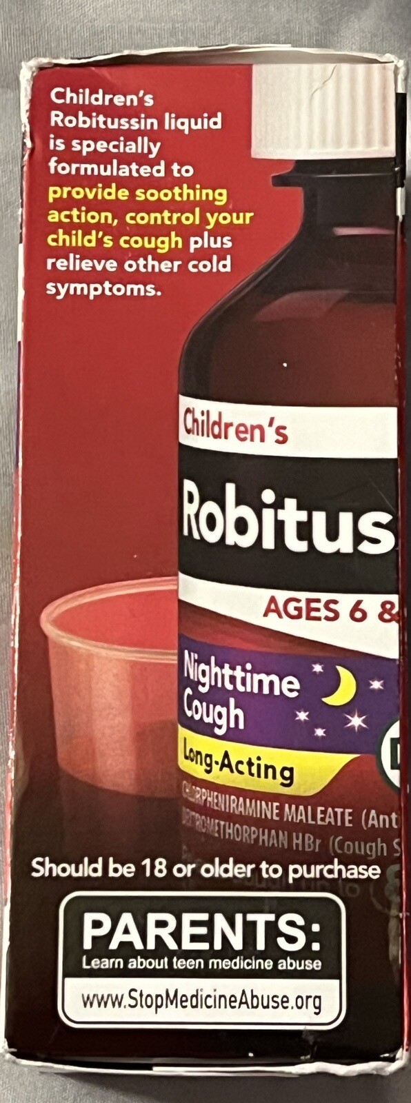 Robitussin ~ Children’s Nighttime Cough Long Acting Ages 6 & Over 4OZ ...