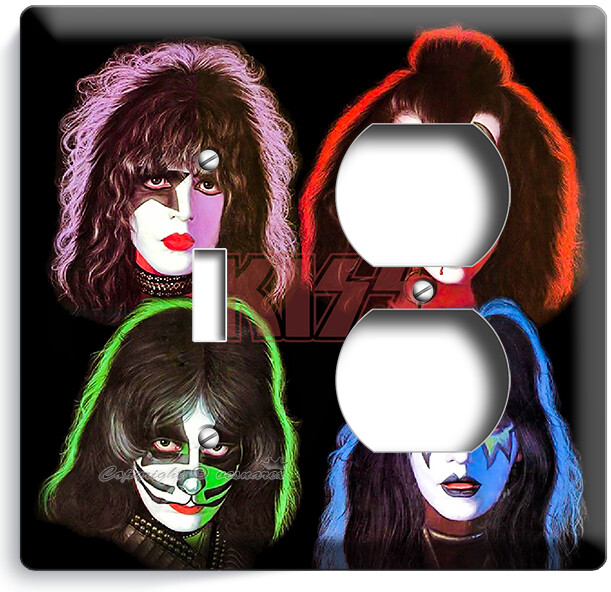 KISS HARD ROCK MUSIC BAND SOLO ALBUM INSPIRED LIGHT SWITCH OUTLET PLATE ...