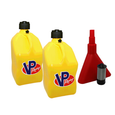 VP Fuel 2 Pack Yellow Square Race Fuel Jug Race Gas / Funnel Filter ...