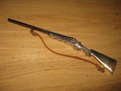 ANTIQUE PERFECT DOUBLE BARREL HUNTING SHOTGUN RIFLE CHROMED BRASS ...