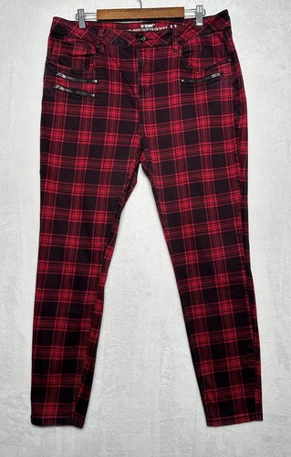 Hot Topic HT Denim Womens Pants Size 17 Hi Rise Super Skinny Red Black ...