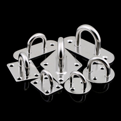 Heavy Duty 304 Stainless Steel Pad Eye Plate Staple Ring Hook Loop M5 ...