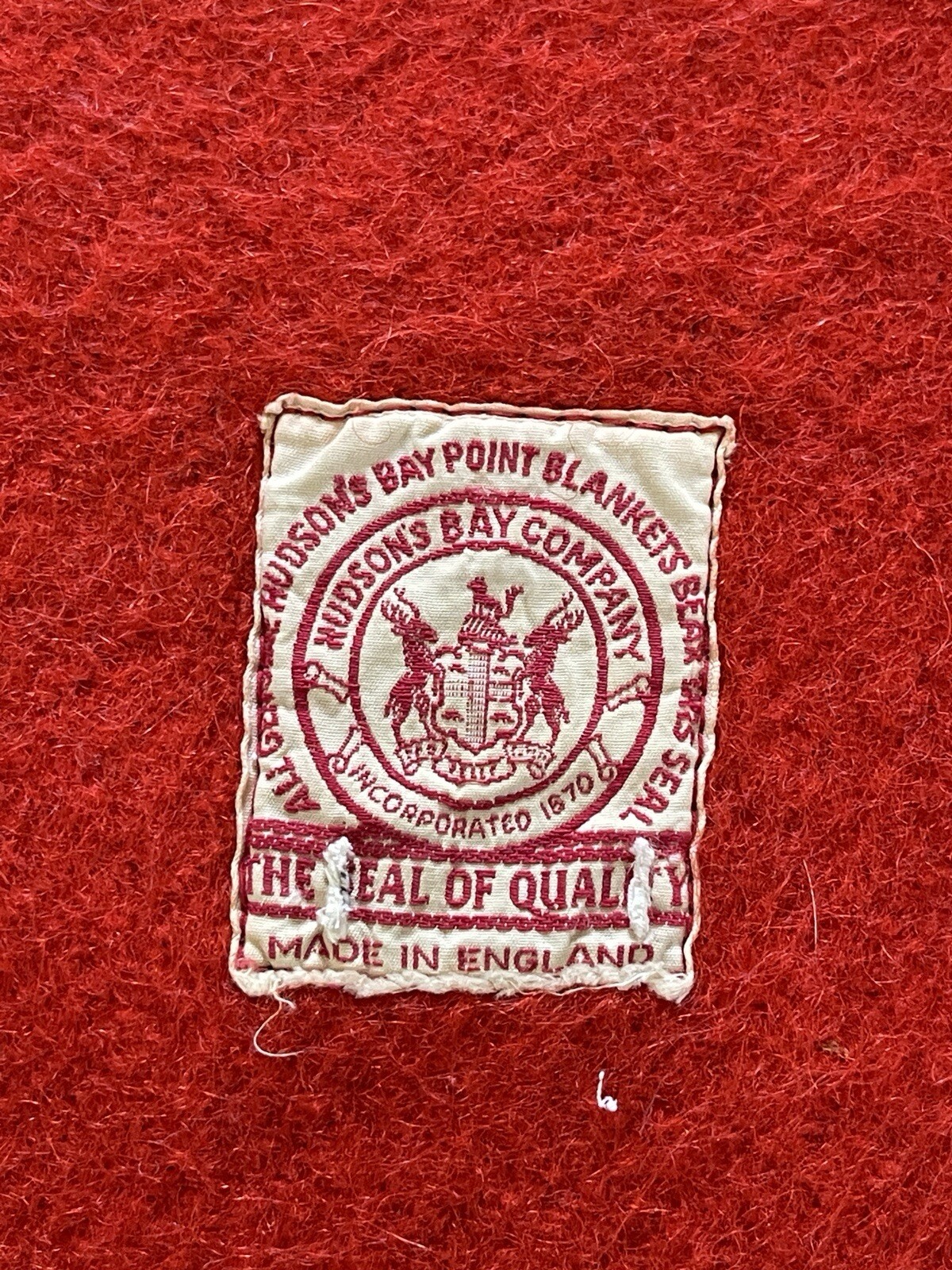 Vintage Hudson Bay England Red Label 3 Point Red Wool Blanket 61" x 71 ...
