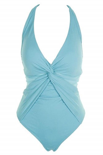 Michael Kors Women's Layered Illusion V-Neck One-Piece Turquoise ...