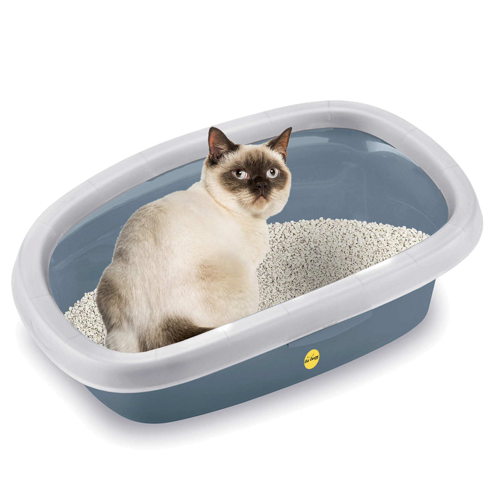 CAT CENTRE Jumbo Open Cats Litter Tray Wide Rim Grey Blue 58cm Easy ...