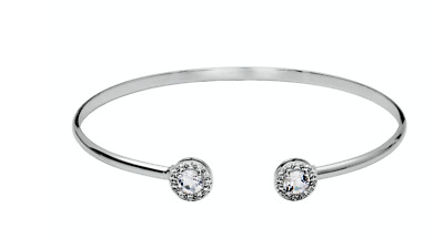 Samuel B Behnam White Topaz Cuff Bangle Bracelet Sterling Silver ...