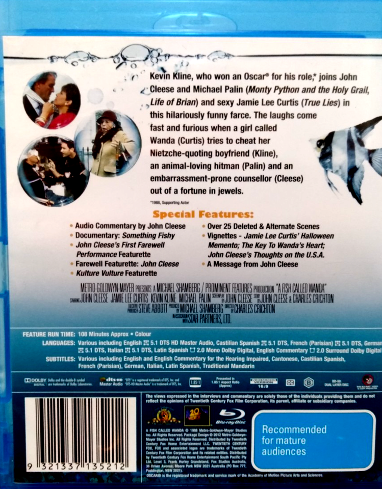 A Fish Called Wanda : NEW BLU RAY : Region B : *EXTREME Rare OOP ...