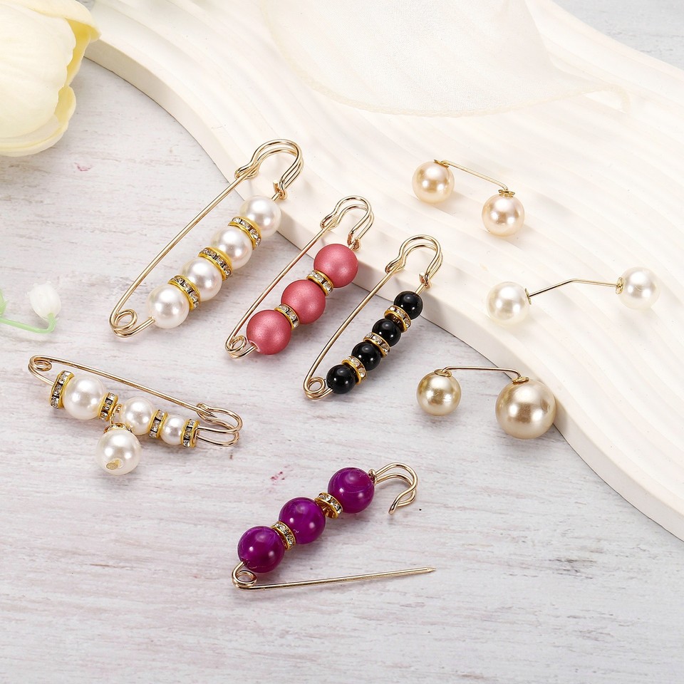 Pearl Brooch Pins, Clothing Accessories for Women, Gray, 8pcs ...