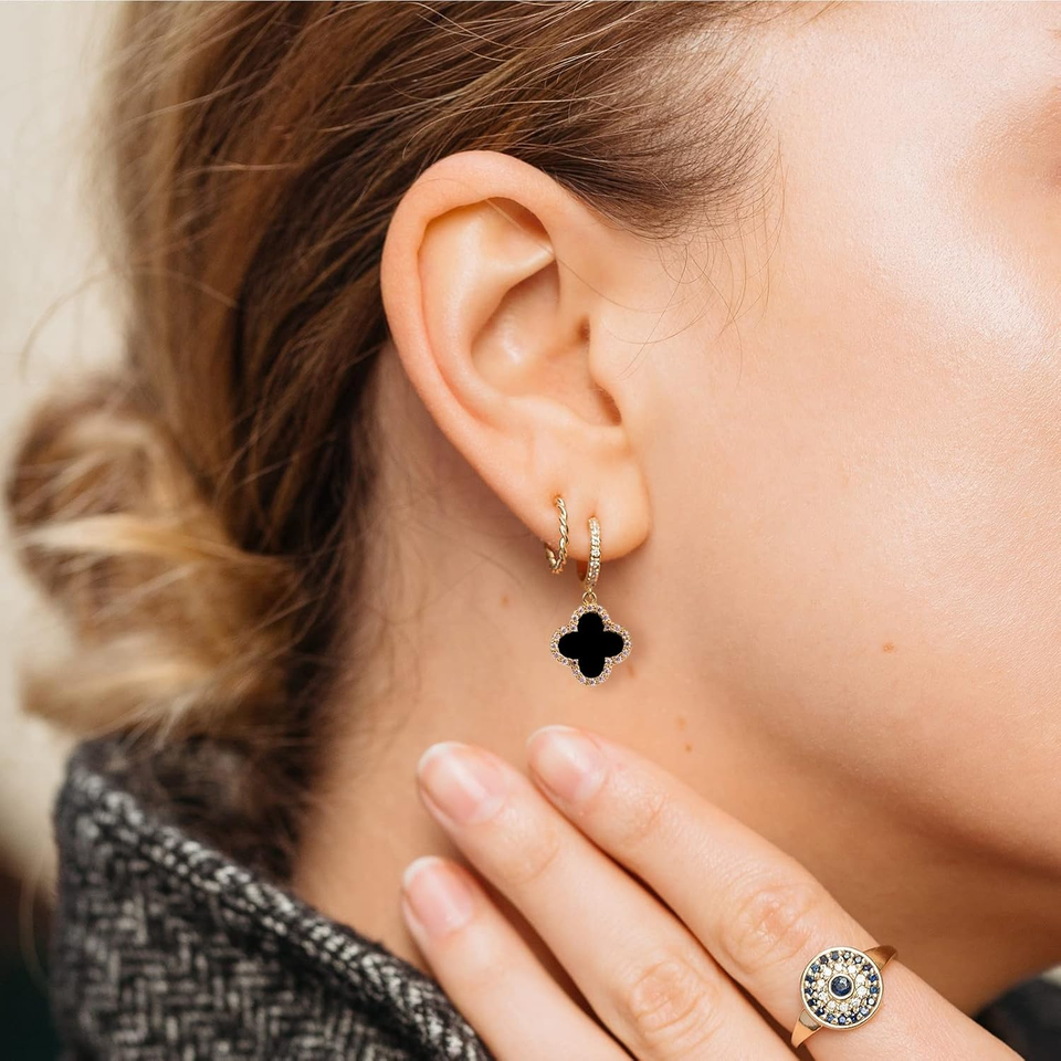 Gold Dangle Earrings, 14K Gold Plated Small Huggie Hoop Earrings with ...