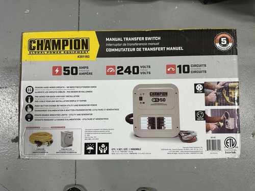 Champion Power Equipment 50-Amp Indoor-Rated Manual Transfer Switch ...