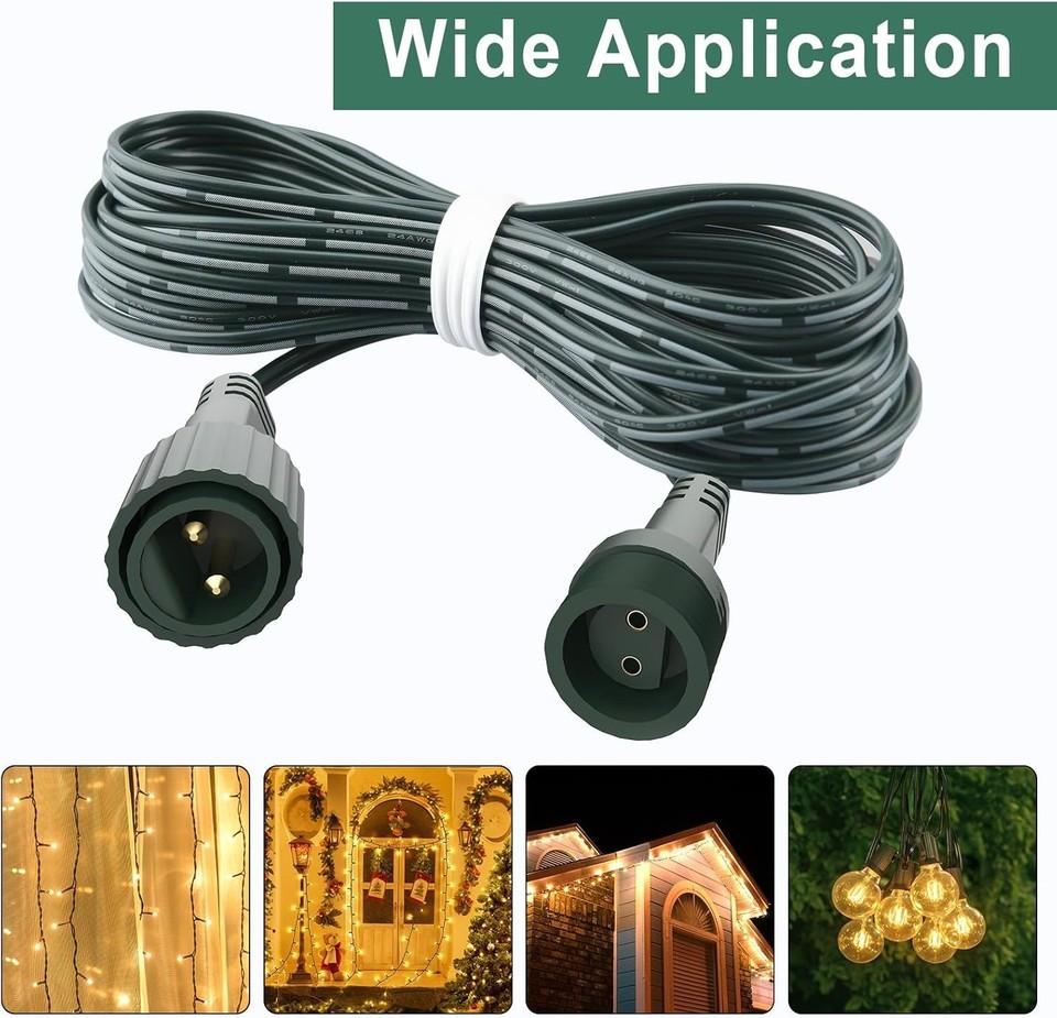 5M/16.4Ft Extension Cable for Fairy Lights, 2 Pin Waterproof Extension ...