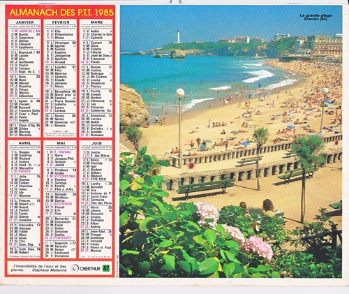 Calendrier Oberthur 1985 - Almanach des P.T.T. - Sarthe 72 | eBay