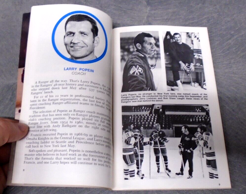 1973-1974 NEW YORK RANGERS NHL HOCKEY MEDIA GUIDE / YEARBOOK VERY RARE ...