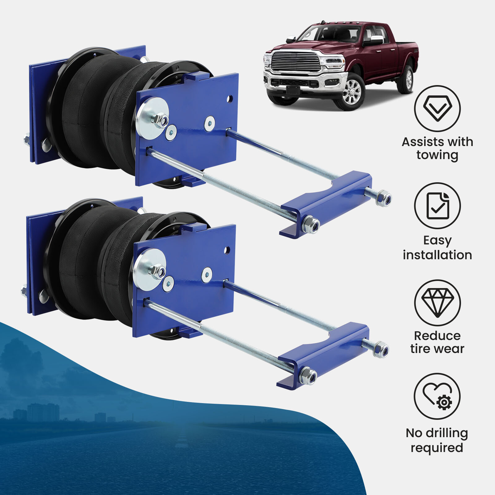 Rear Air Helper Spring Leveling Kit For Dodge Ram Pickup 2500 2014 ...